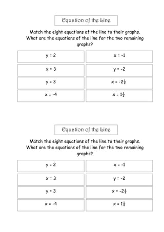 Horizontal vertical line match the equation | DOC