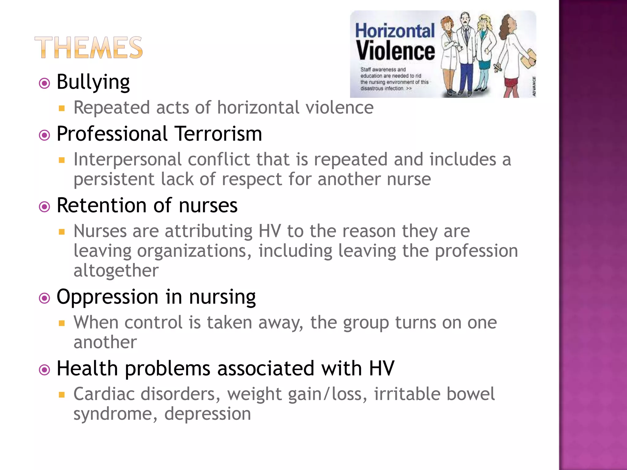 Horizontal violence in nursing ppt | PPTX