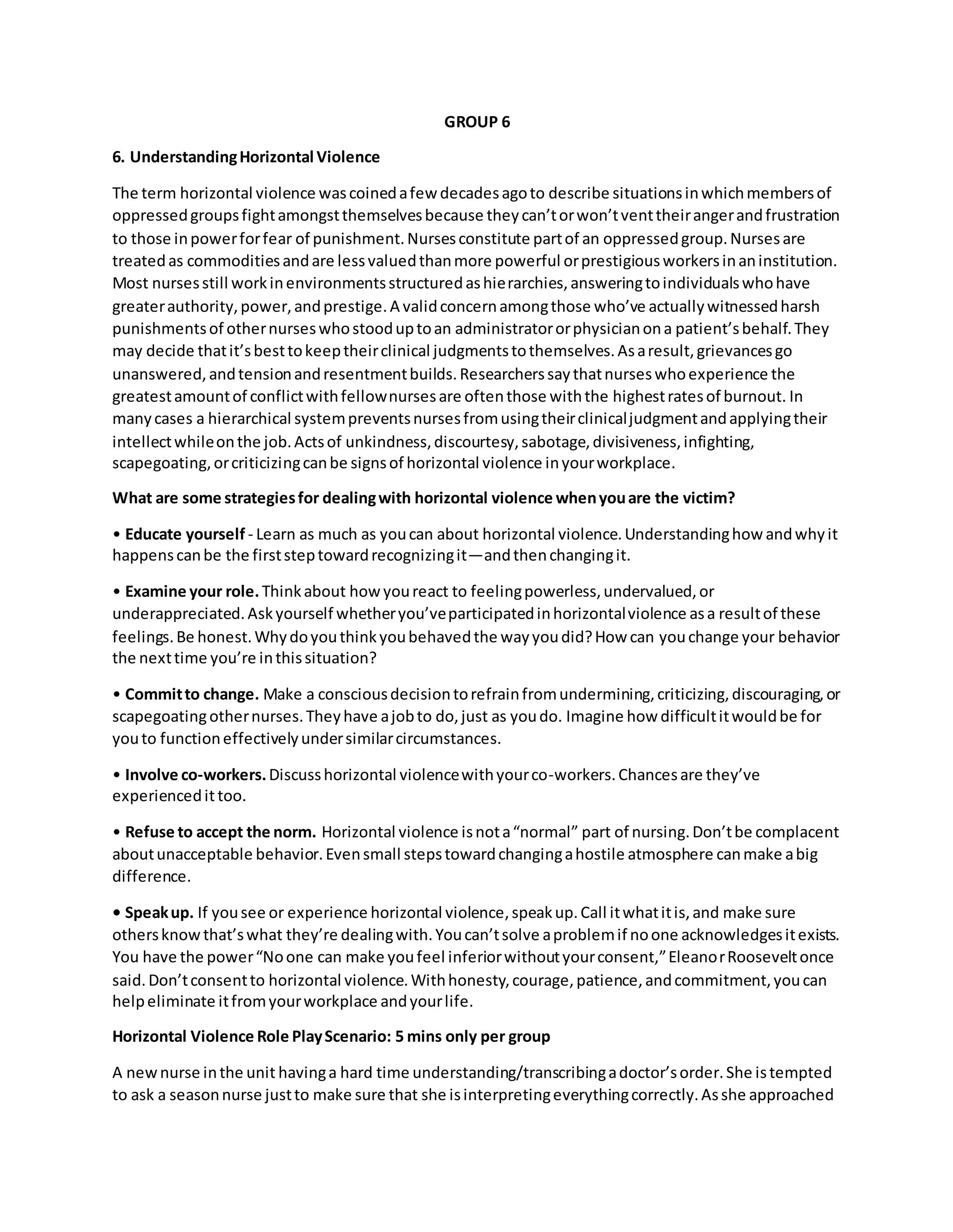 Horizontal violence prof comm4 | DOCX