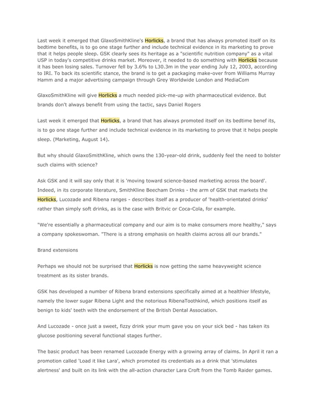 Horlicks 2 | PDF