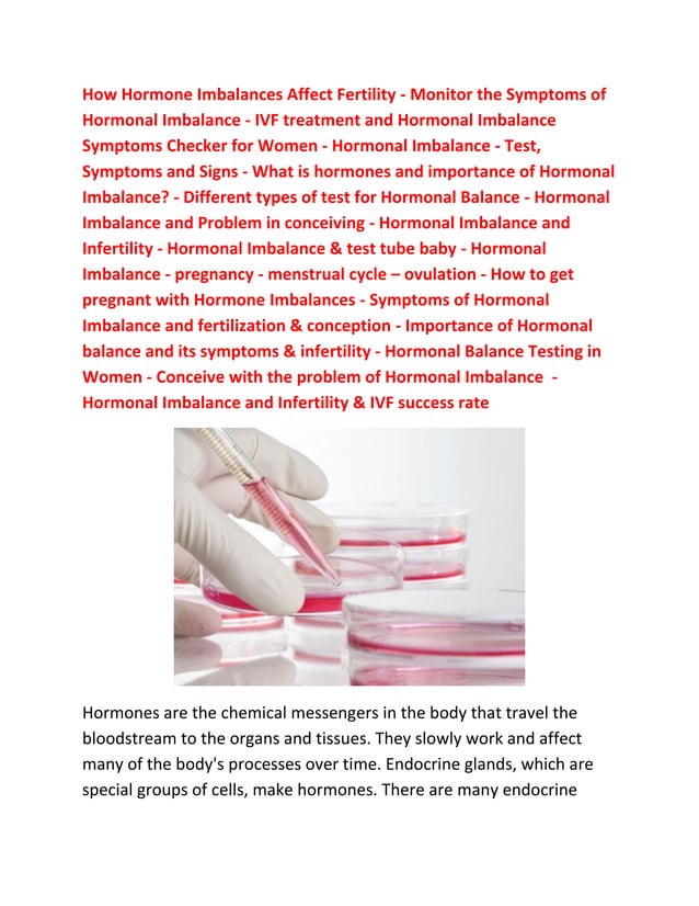Different types of test for Hormonal Balance | PDF