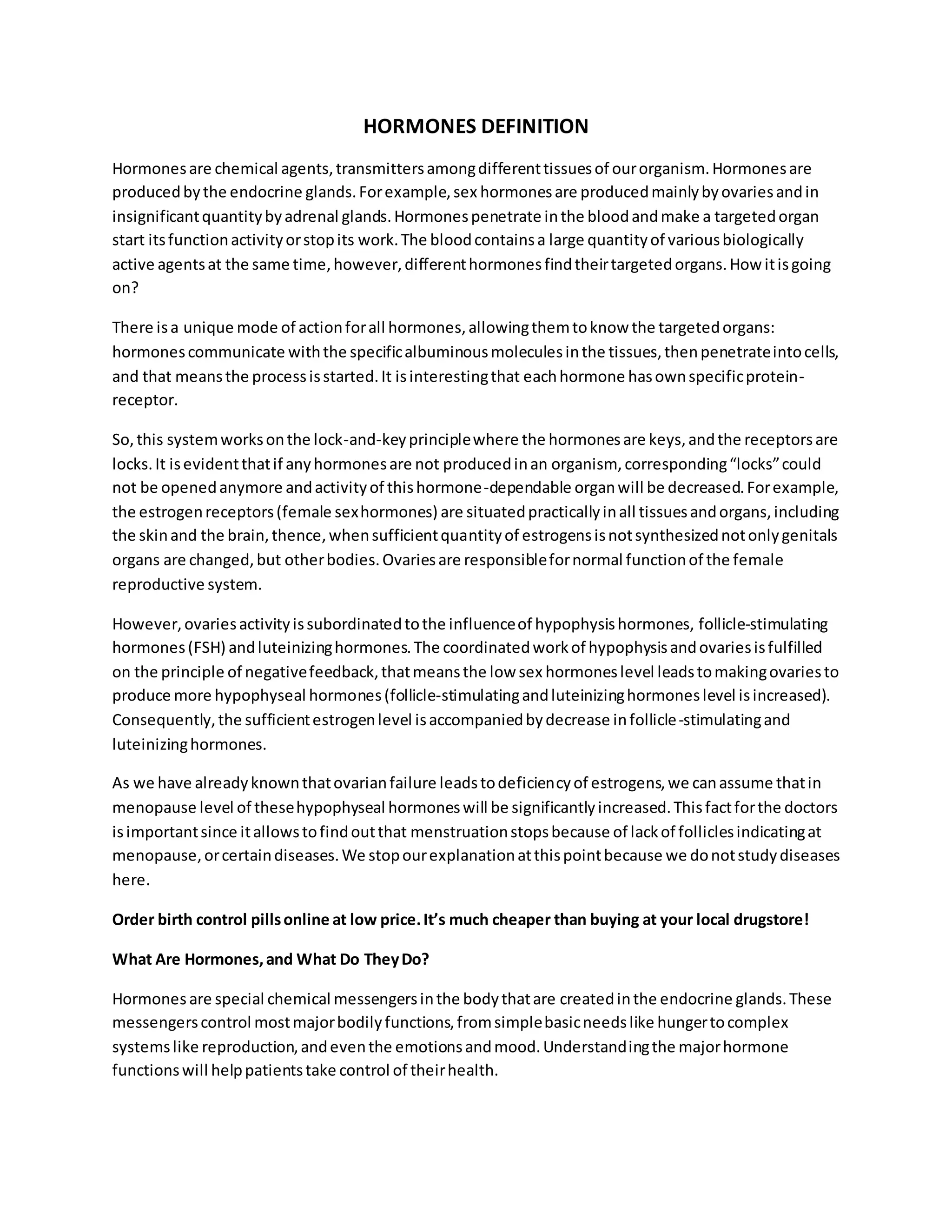 Hormones definition | PDF