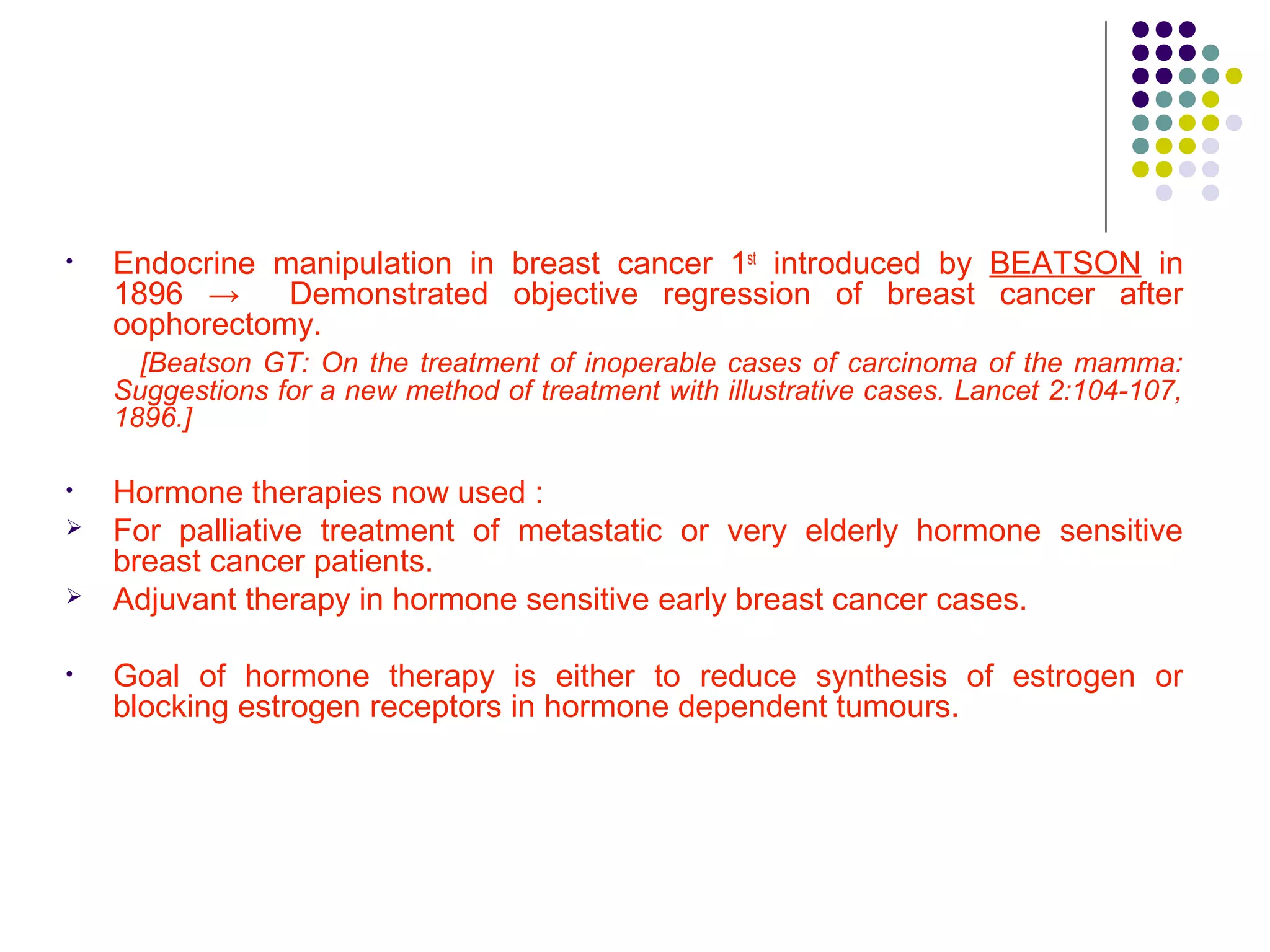 Hormone therapy in beast cancer | PPT