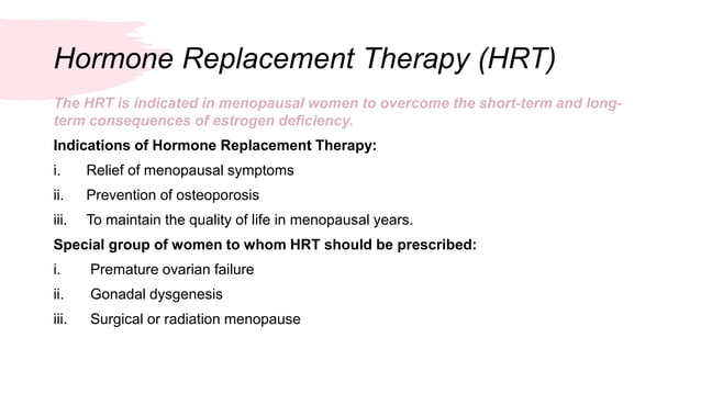 Hormone therapy in postmenopausal women | PPTX