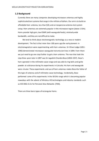 Horn antenna project report | DOCX
