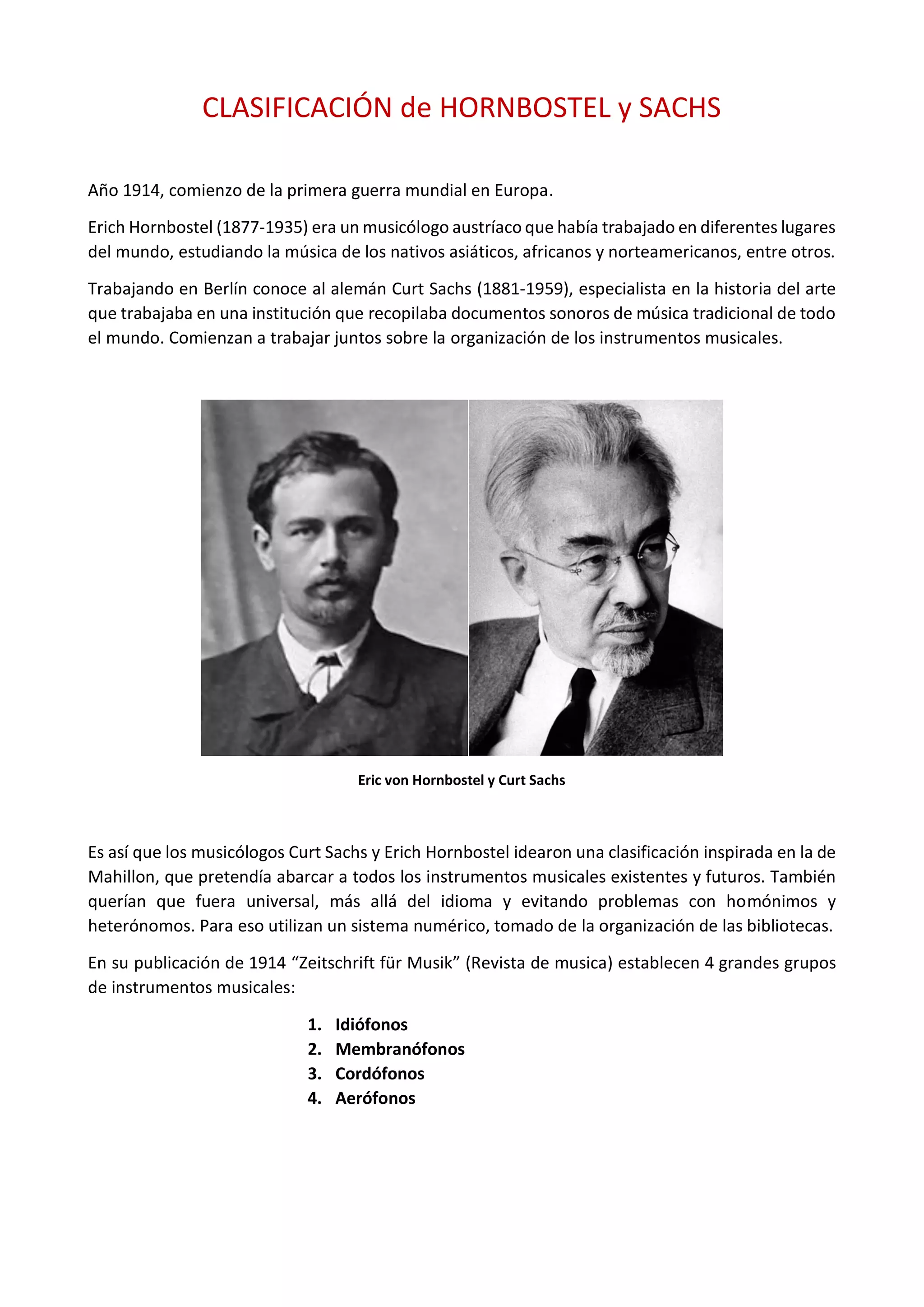 Instrumentos musicales - Hornbostel y Sachs | PDF