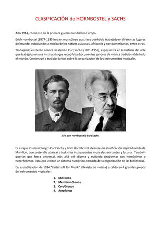 Instrumentos musicales - Hornbostel y Sachs | PDF