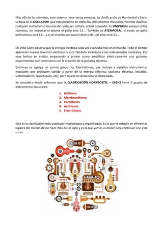 Instrumentos musicales - Hornbostel y Sachs | PDF