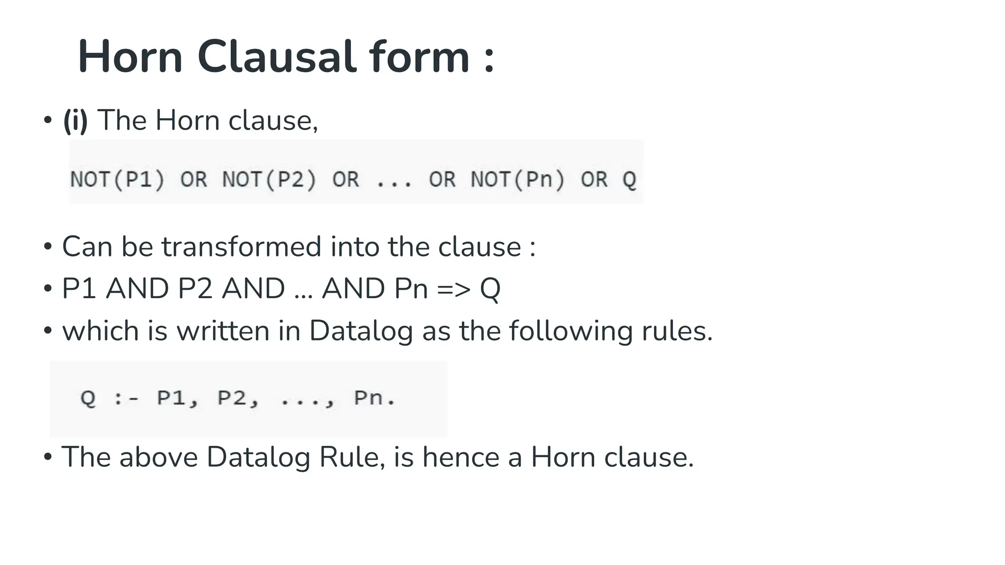 Horn clause and applications with detail | PDF | Programming Languages | Computing