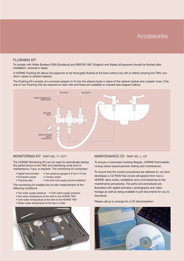 Horne - Thermostatic Mixing Valves (TMV's) Taps & Showers - Brochure | PDF