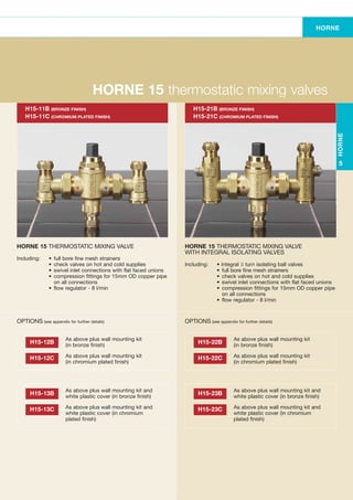Horne - Thermostatic Mixing Valves (TMV's) Taps & Showers - Brochure | PDF