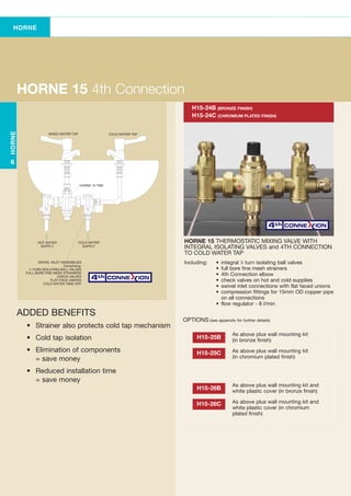 Horne - Thermostatic Mixing Valves (TMV's) Taps & Showers - Brochure | PDF