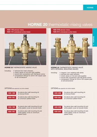 Horne - Thermostatic Mixing Valves (TMV's) Taps & Showers - Brochure | PDF