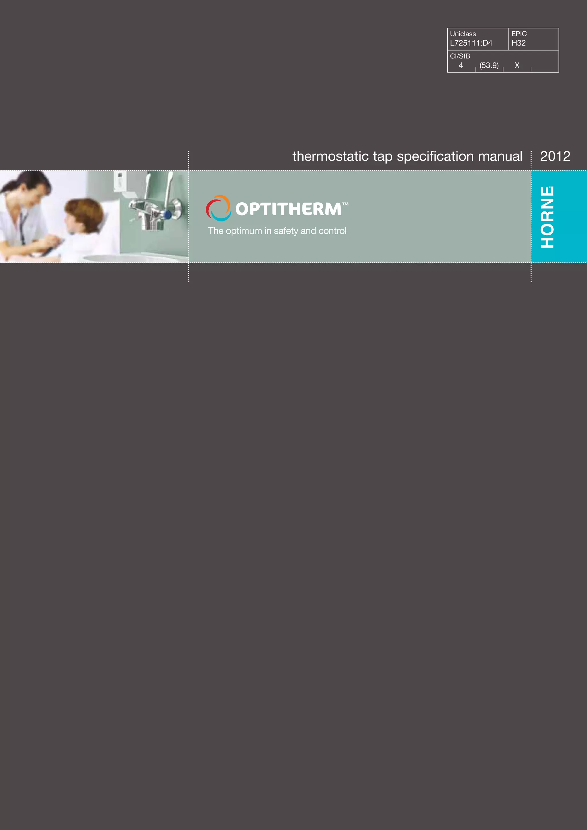 Horne OPTITHERM Thermostatic Mixing Tap - Specification Manual | PDF