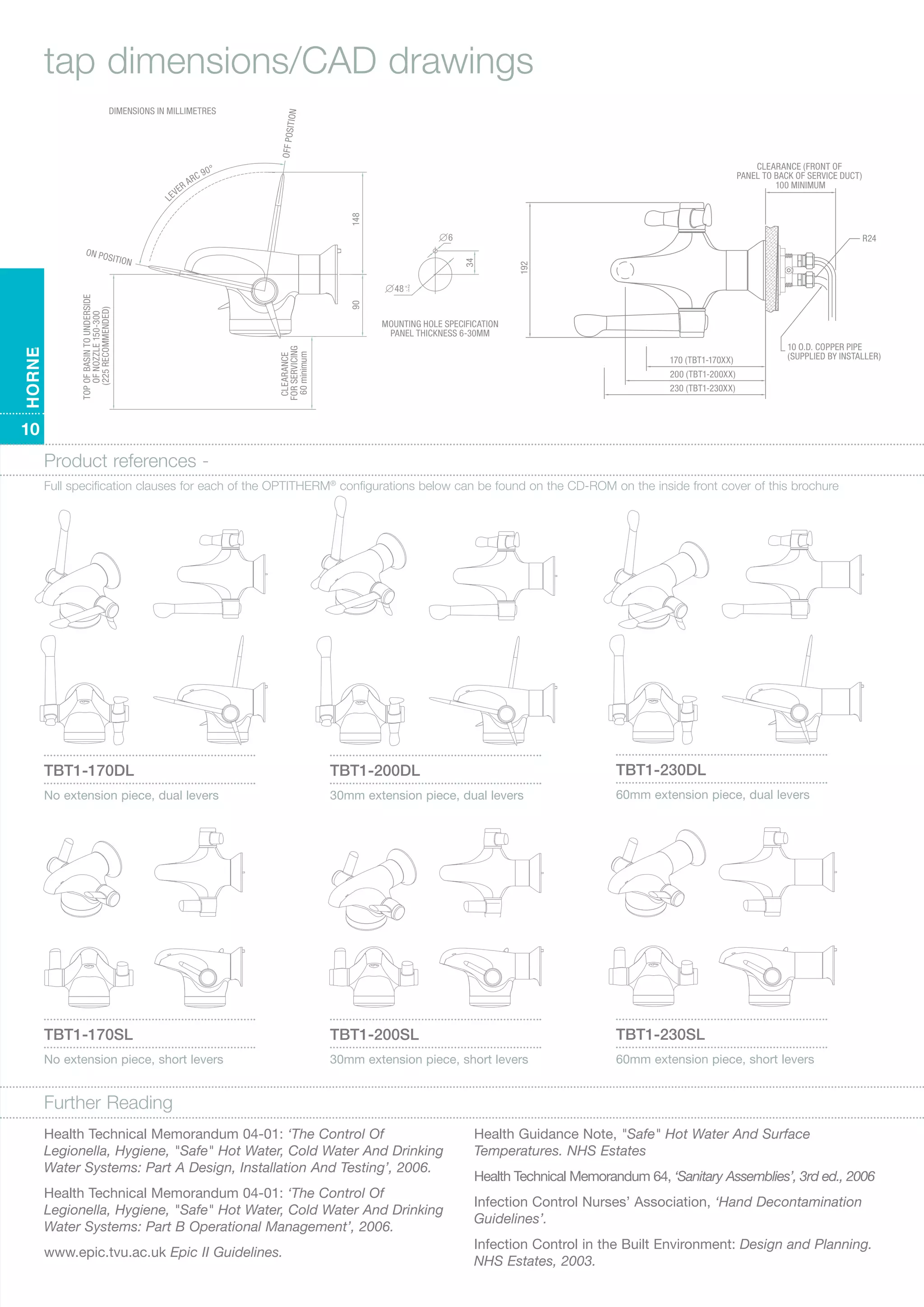 Horne OPTITHERM Thermostatic Mixing Tap - Specification Manual | PDF