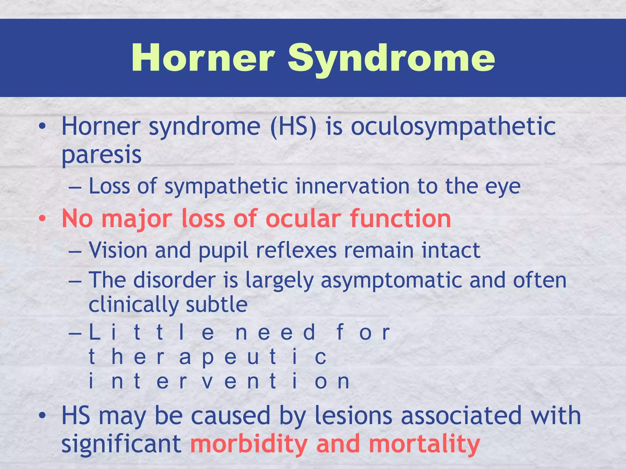 Horner Syndrome | PPTX