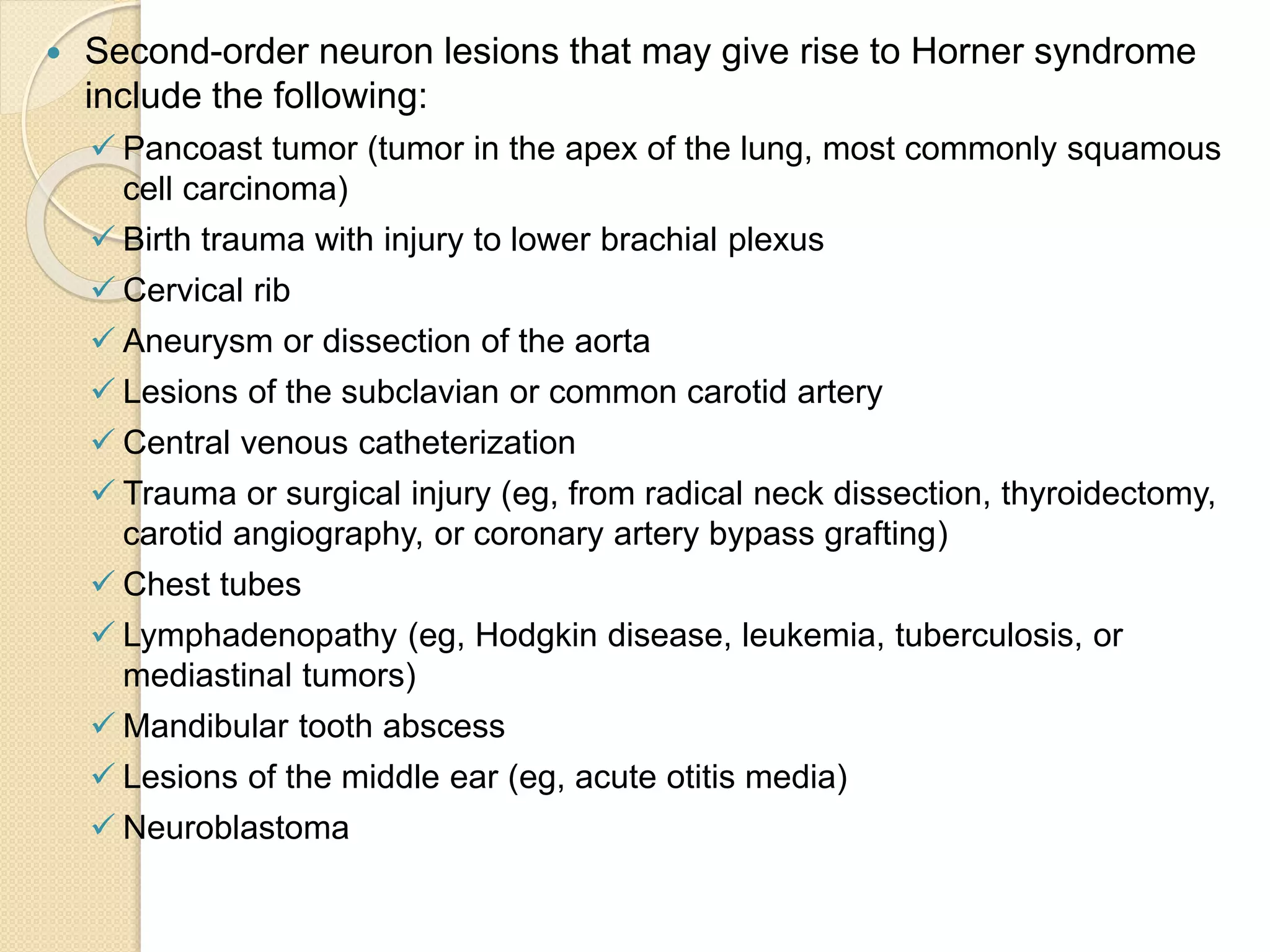 Horner’s syndrome (in respect of sympathetic trunk injury) | PPT