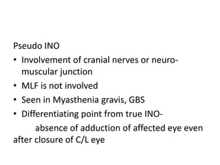 Horner's syndrome and Internuclear ophthalmoplegia | PPTX