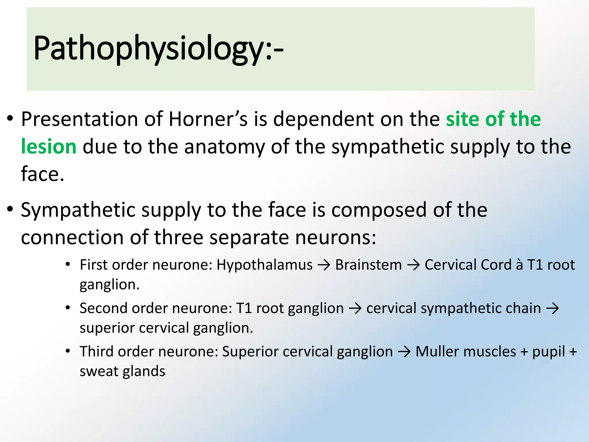 Horner syndrome. Horner's syndrome | PPTX