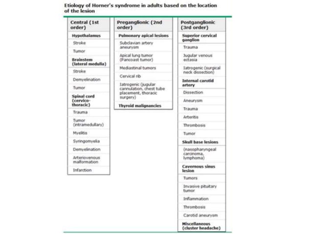 Horner syndrome. Horner's syndrome | PPTX | Eye and Vision Conditions ...