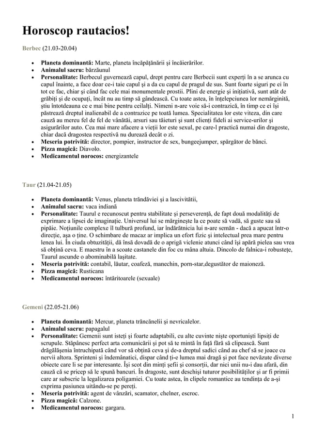 Horoscop rautacios | DOC