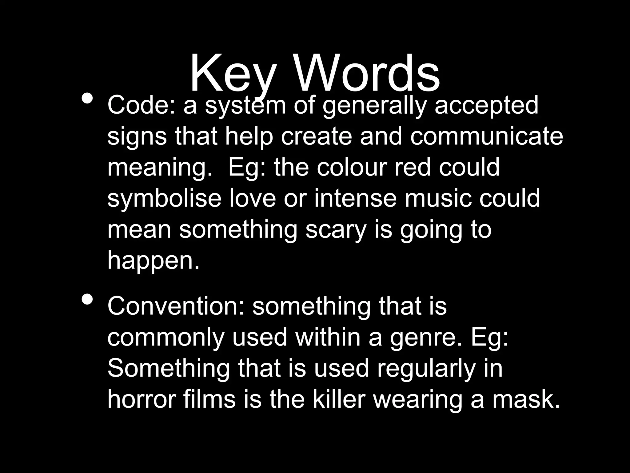 Horror codes and conventions power point | PPTX