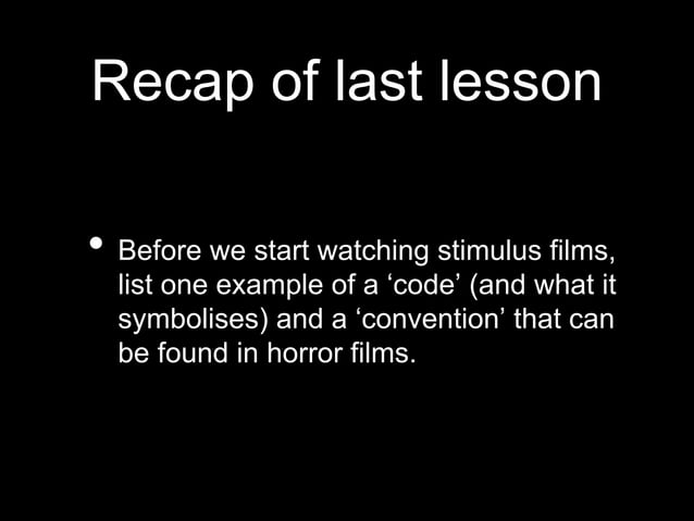 Horror codes and conventions power point | PPTX