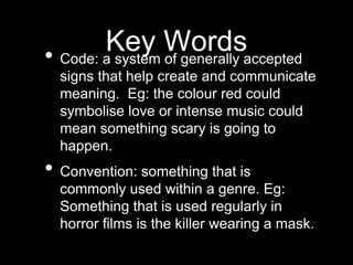 Horror codes and conventions power point | PPTX