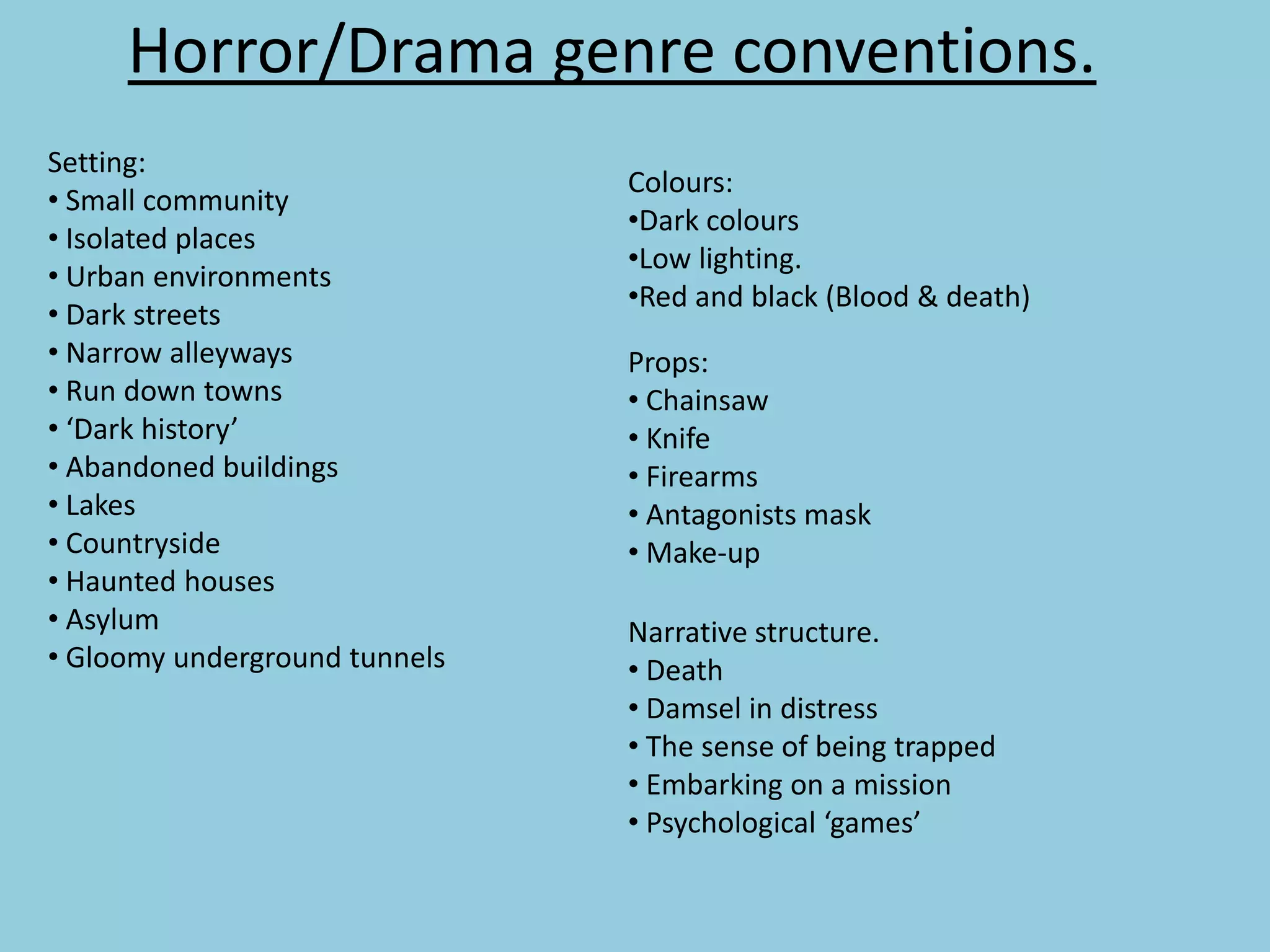 Horror/drama actors and conventions | PPTX