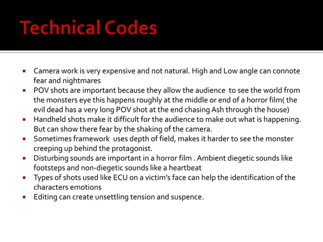 Horror film convention | PPTX | Horror Video Games | Video Game Genres