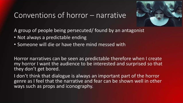 Horror film genre conventionsASMEDIA.pptx
