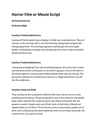 Horror film or movie script | DOCX
