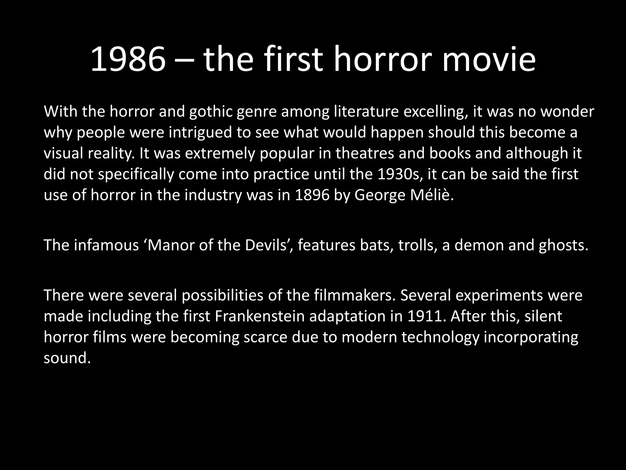 A Timeline of Movies - Horror | PPT
