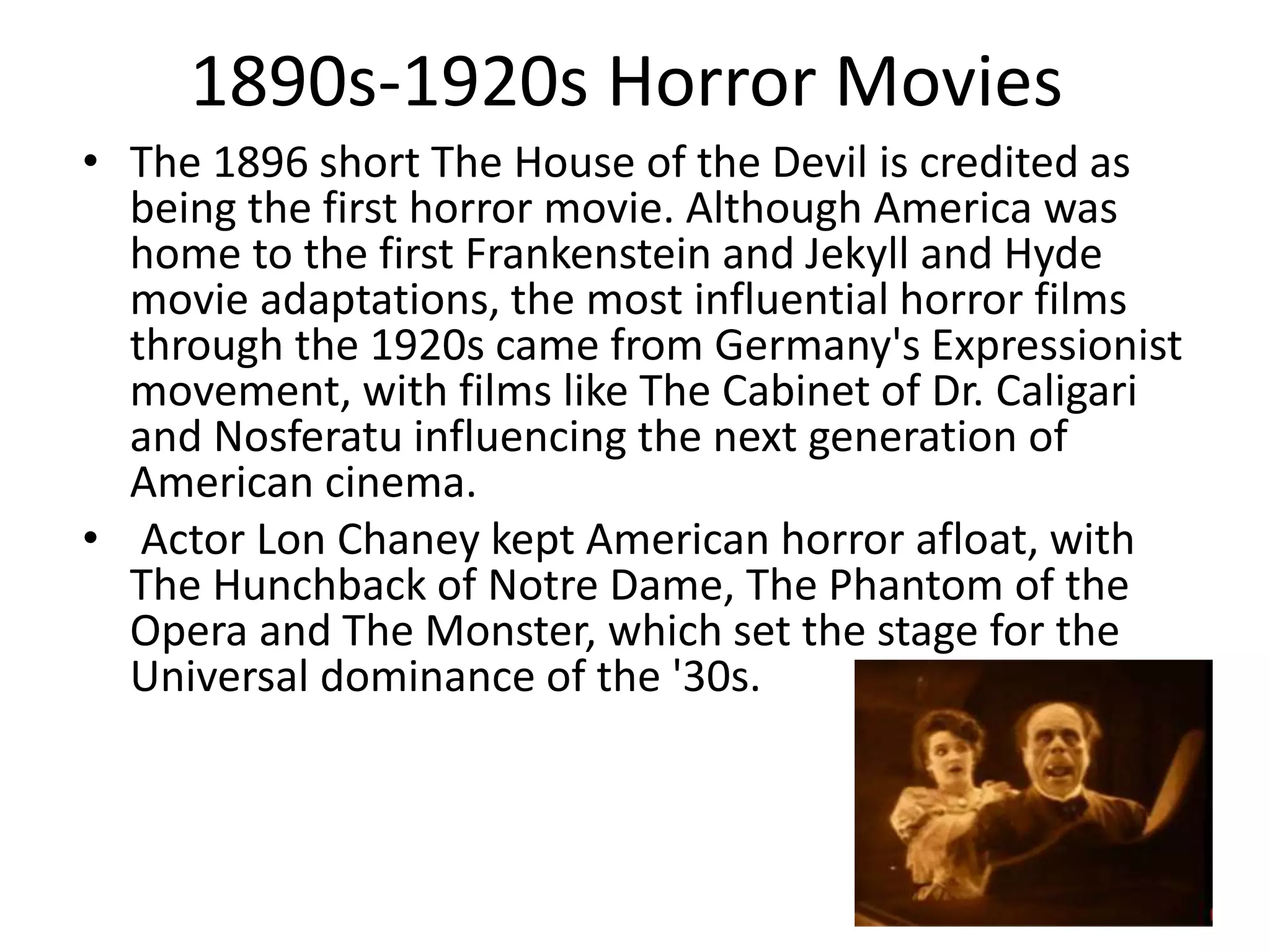 Horror film timeline | PPT