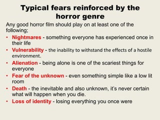 Horror genre:codes and conventions | PPTX
