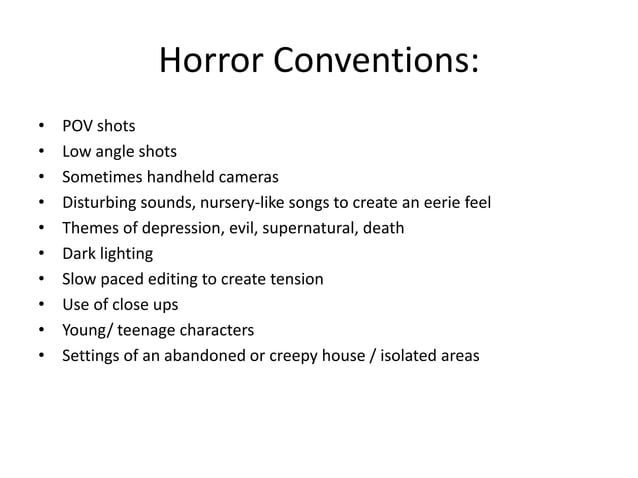 Horror genre conventions | PPT