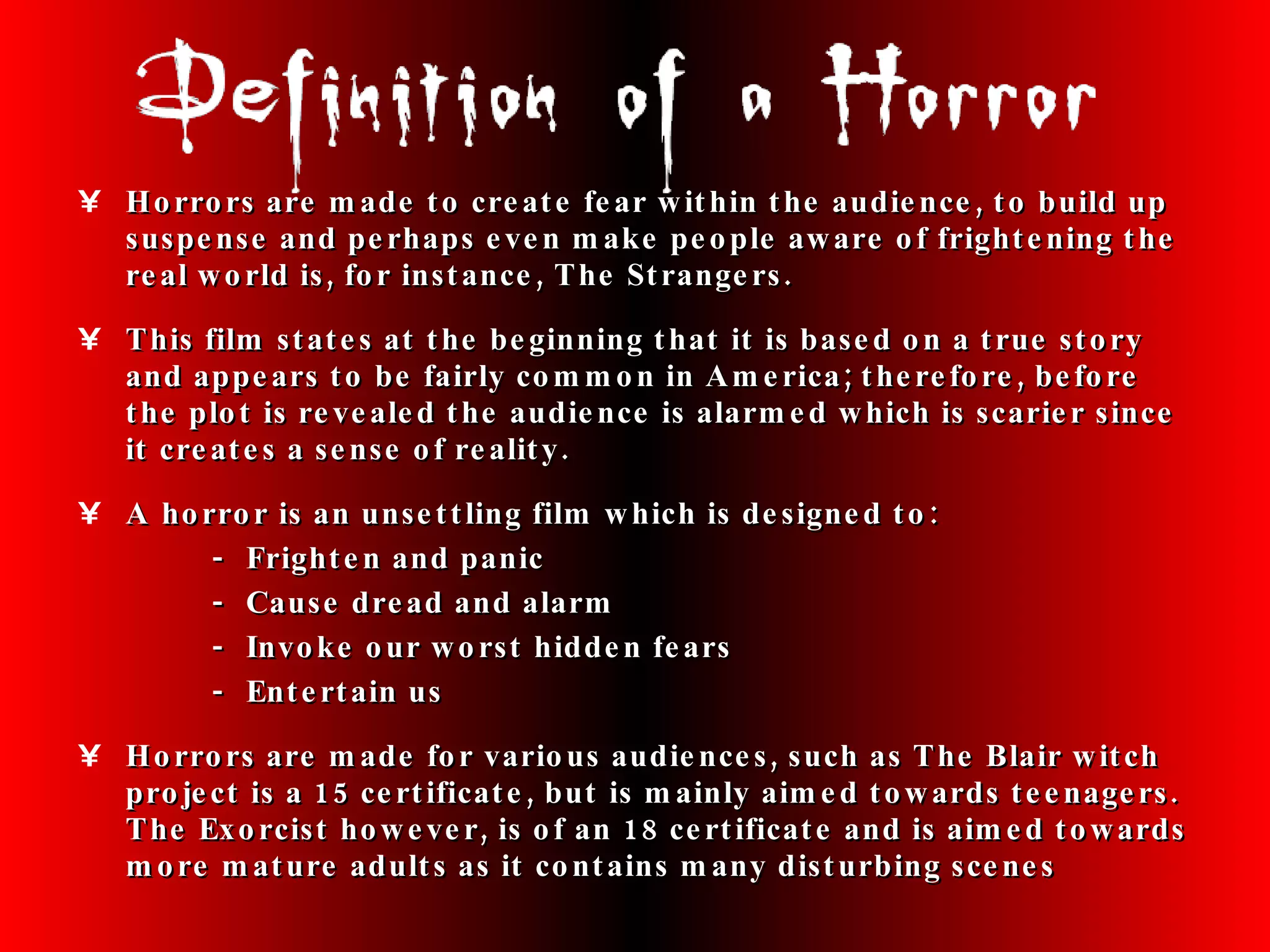 Horror genre powerpoint | PPT