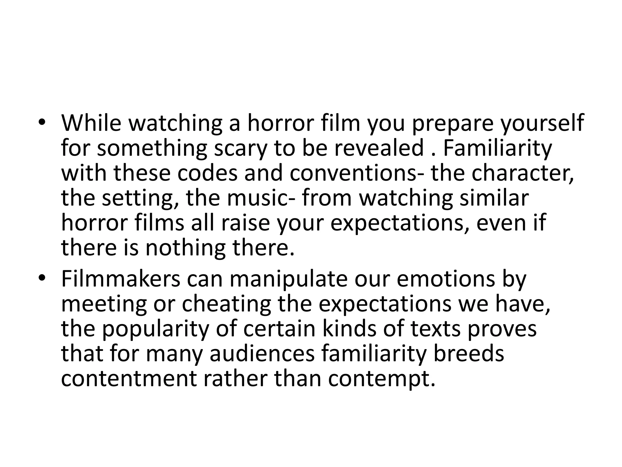 Horror genre powerpoint | PPTX | Video Production | Content Production