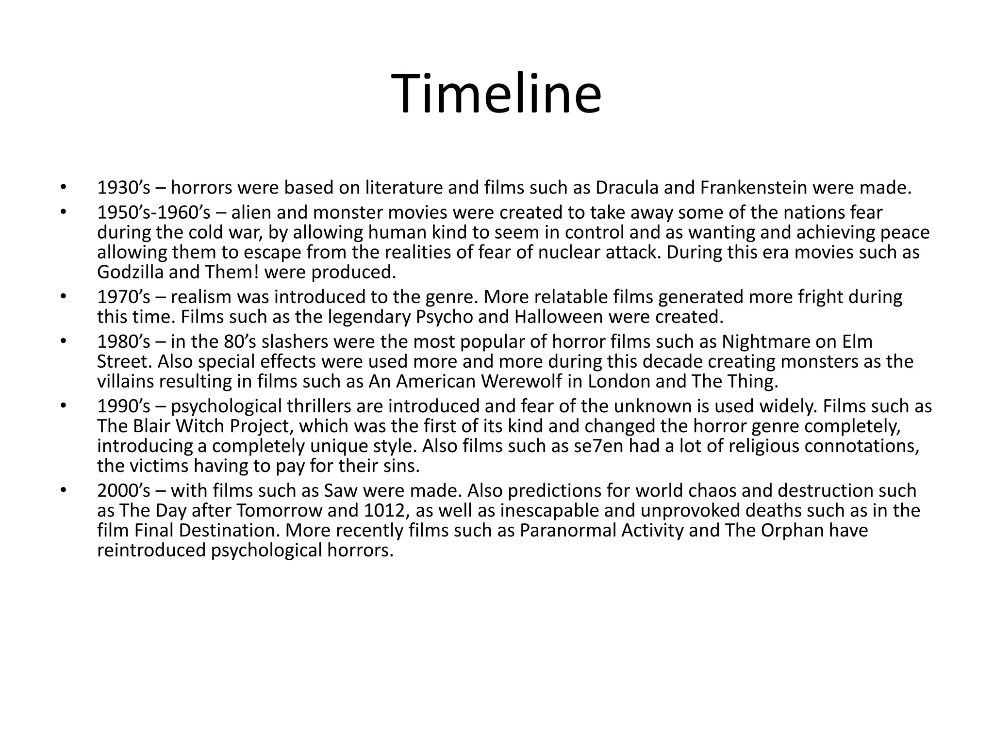 Horror genre powerpoint | PPTX | Video Production | Content Production