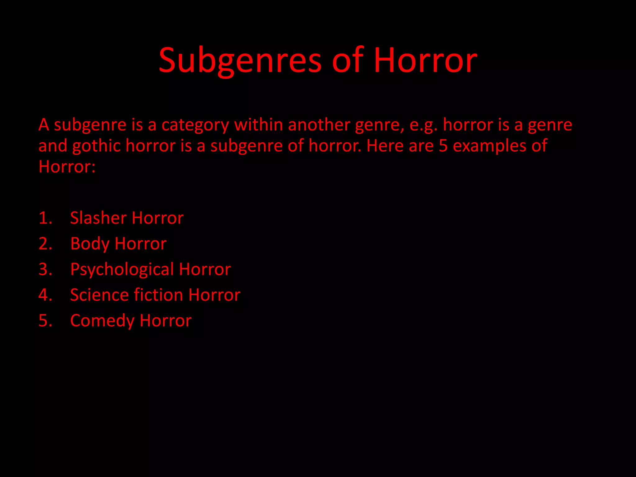 Horror genre presentation | PPTX