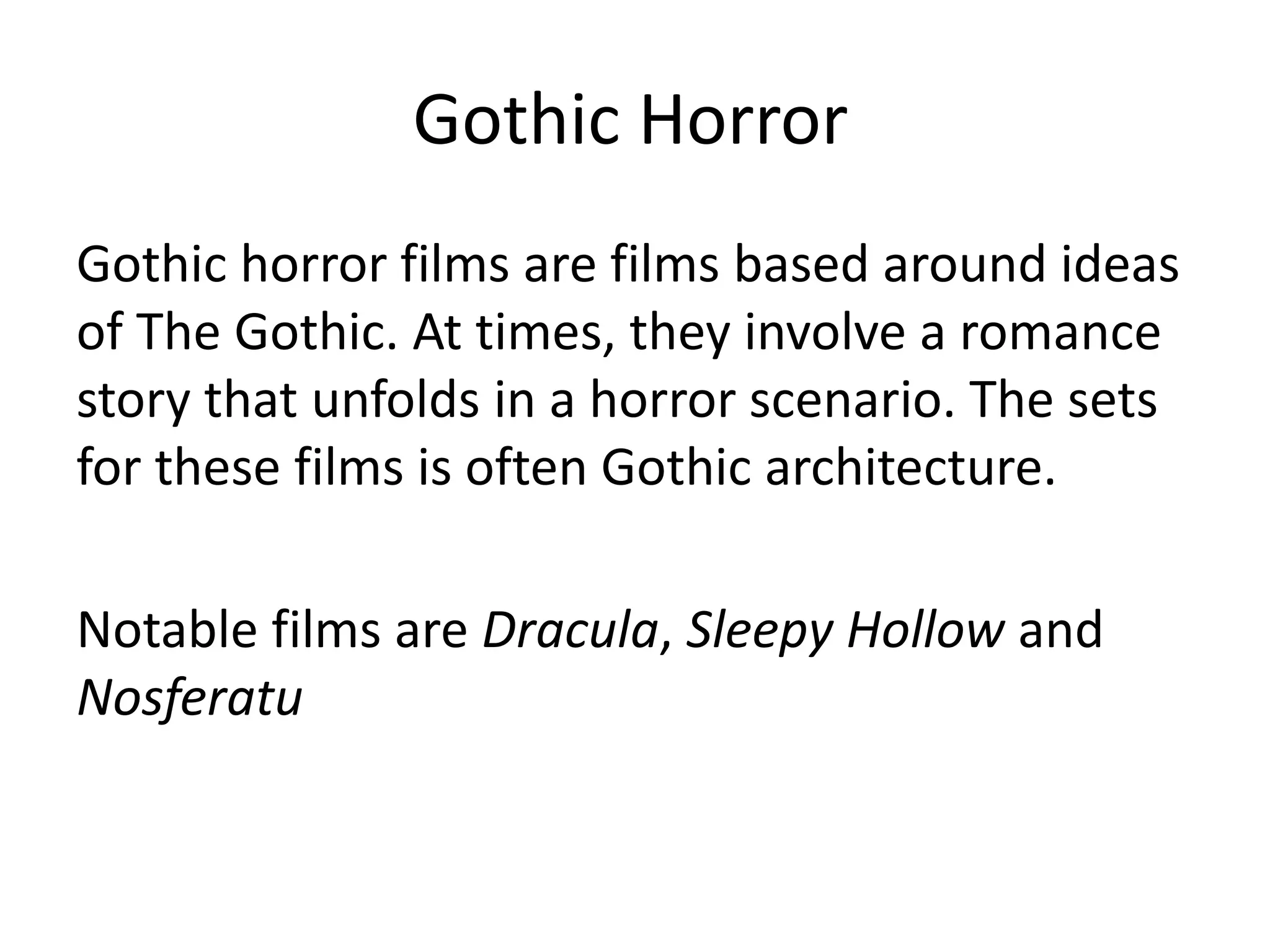 Horror genres | PPTX | Horror | Genres