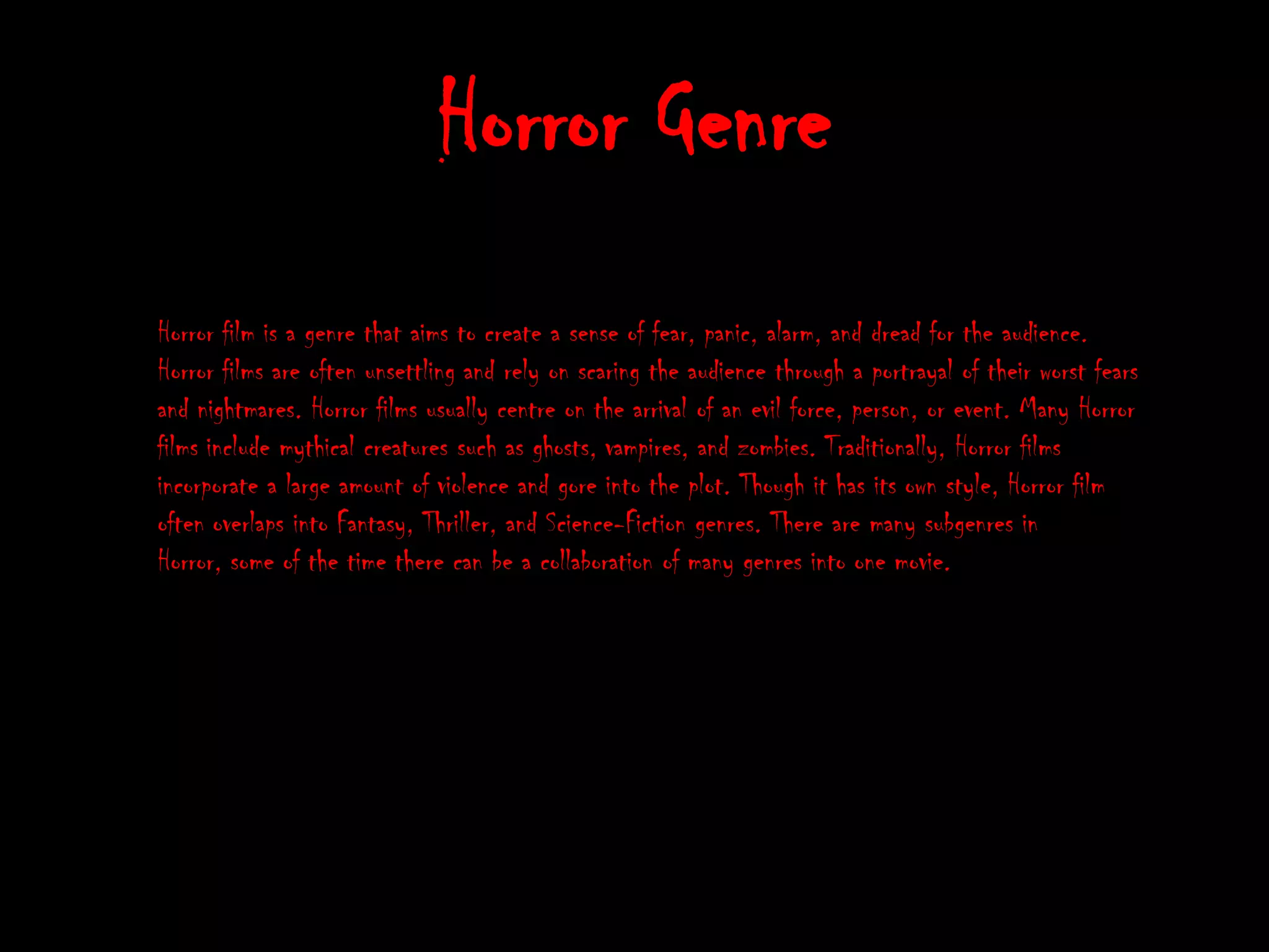 Horror genre & sub genre | PPT