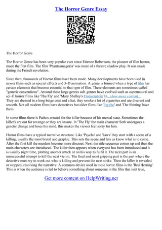 Horror Movies Essay | PDF