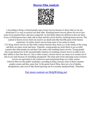 Horror Movies Essay | PDF