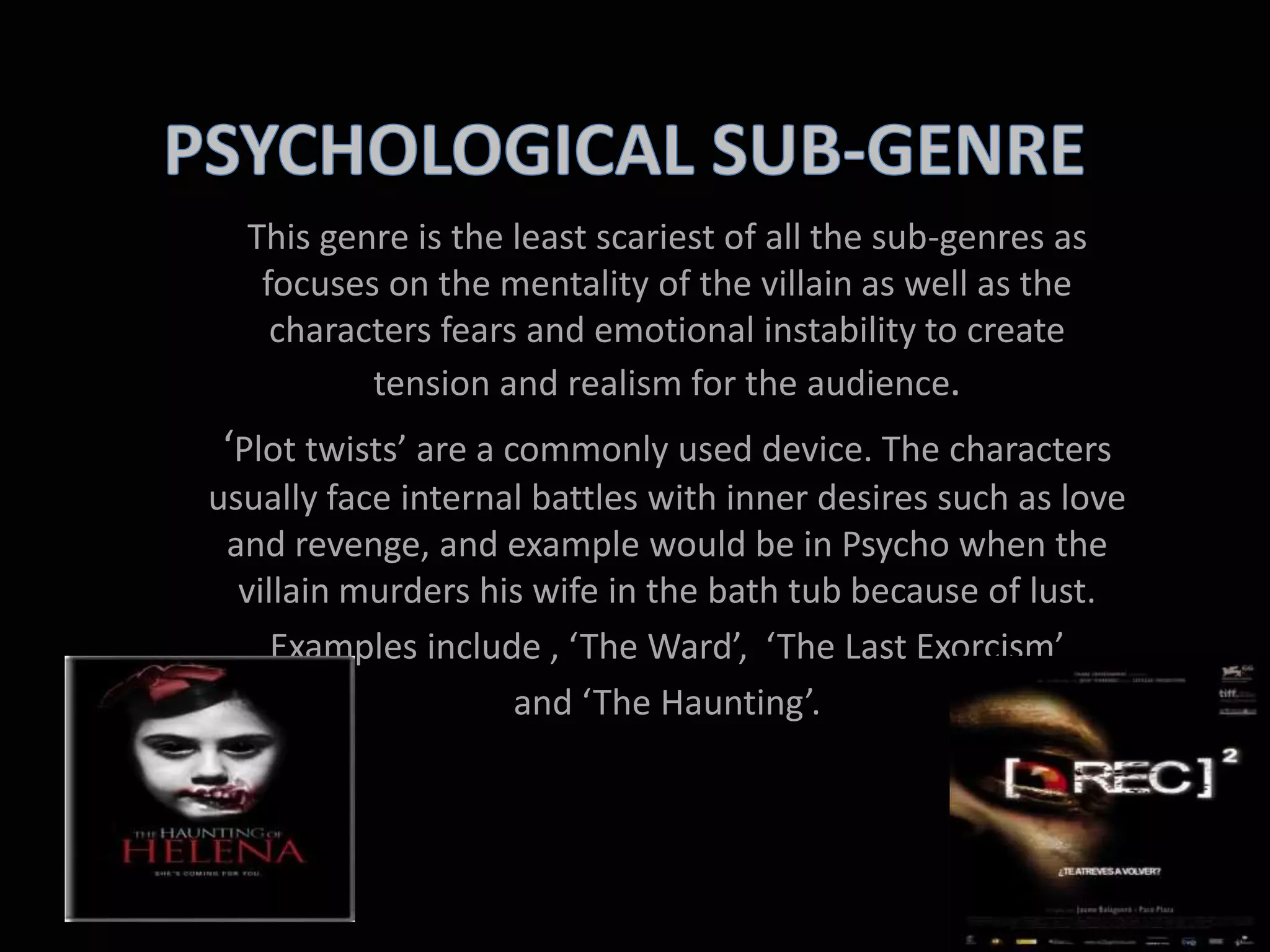 Horror movie sub genres (patricia) | PPTX