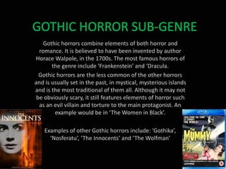 Horror movie sub genres (patricia) | PPT