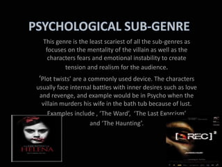 Horror movie sub genres (patricia) | PPT