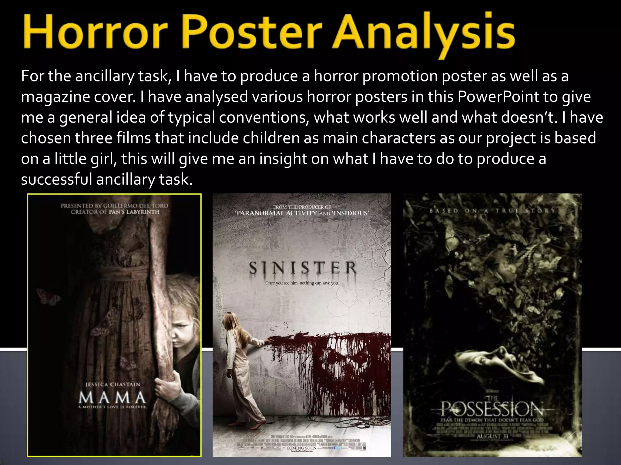 Horror poster analysis for ancillary task | PPTX