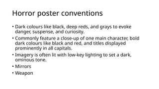 horror posters research powerpoint including examples of horror posters ...