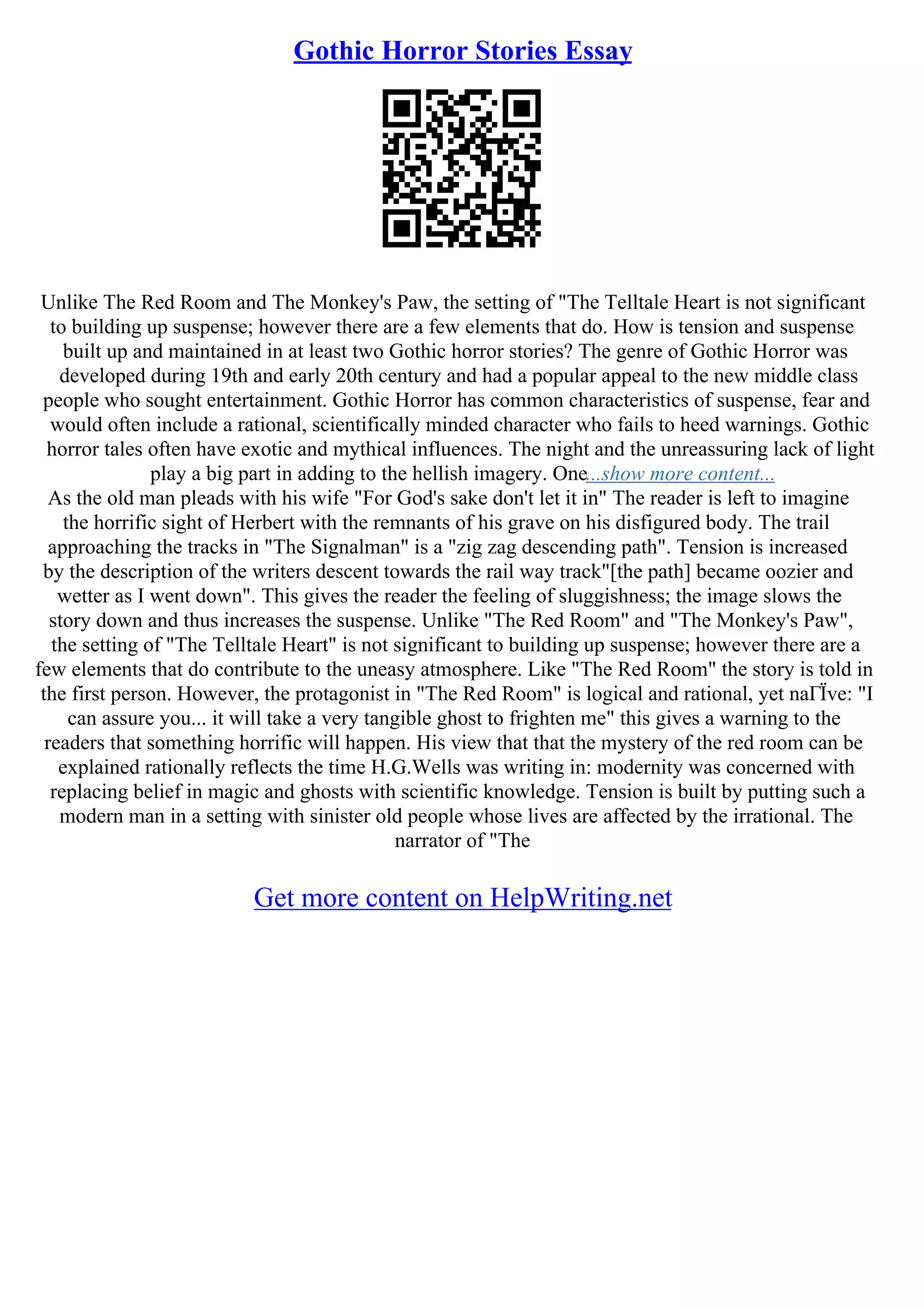 Horror Story Essay | PDF | Horror | Genres